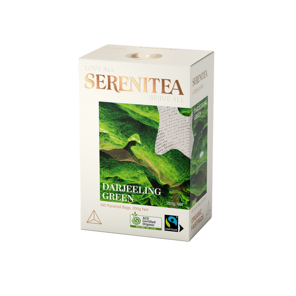 SereniTea Darjeeling Green Pyramid Tea Bags - Coffico Coffee