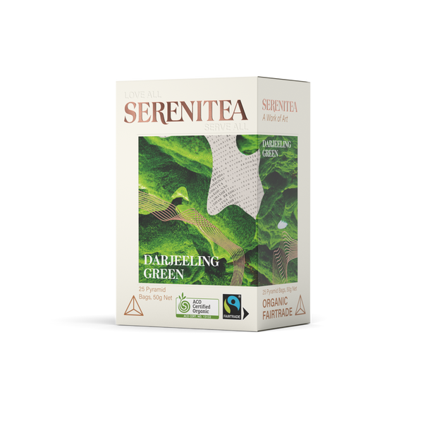 SereniTea Darjeeling Green Pyramid Tea Bags - Coffico Coffee